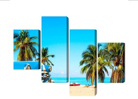 Vícedílný obraz Pláž Varadero Na Kubě A Americké Auto Nedostatek Nedostatek Plátno Canvas 120x75