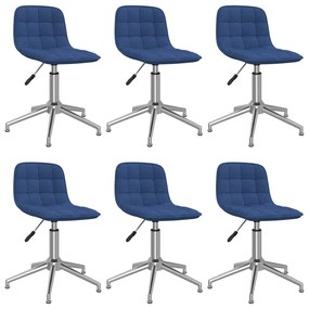vidaXL 3086795 Marketos Swivel Dining Chairs 6 pcs Blue Fabric (334055x3)