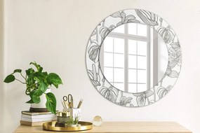 Kulaté zrcadlo tištěný rám Květinový vzor fi 50 cm