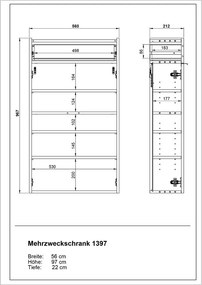Krémová závěsná skříňka 56x97x22 cm Ameca – Germania