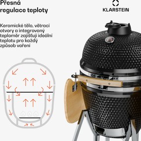 Klarstein Kingsize, kamado gril, keramický, 21", uzení, pomalé pečení, nerezavějící ocel