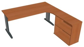 Sestava stolu a skříně levá 180 cm - Hobis Cross CE 1800 H L Dekor stolové desky: třešeň, Dekor lamino podnože: třešeň, Barva nohou: černá