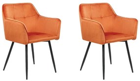 Sada 2 sametových jídelních židlí oranžové JASMIN Beliani