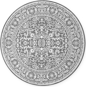 NORTHRUGS, Kusový koberec Duet Kona 106248 Black/White kruh - na ven i na doma, 160x160 (průměr) kruh, černobílá, chodba / předsíň