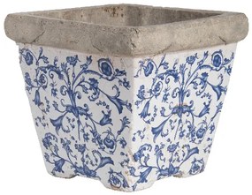 Esschert Design ESSCHERT DESIGN Květináč, modrobílá keramika "AGED CERAMIC" , sada 3ks, 11 cm, 14 cm a 19 cm