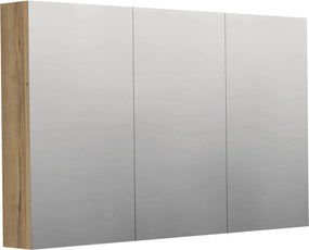 INTEDOOR Zrcadlová skříň BEE, 3 dveře, el. zásuvka, IP44, š. 120 cm, dub Halifax