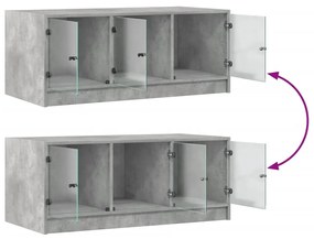 Konferenční stolek skleněná dvířka betonově šedý 102x50x42 cm - Default Title