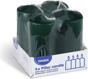 Wimex 33106 - válcová svíčka 40 × 80 mm, tmavě zelená - 4 ks