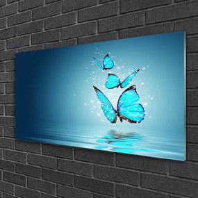 Obraz na skle Motýli Voda Umění 140x70 cm