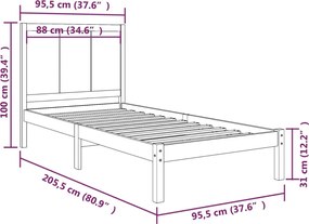 vidaXL Rám postele masivní borovice 90 x 200 cm [3105719] Barva: Přírodní