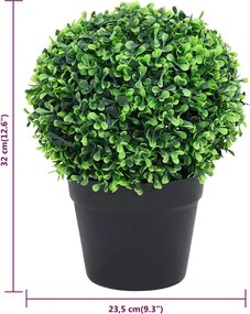 Umělé zimostrázy ve tvaru koule 2 ks s květináči zelené 32 cm 336519