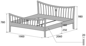 Nábytek ATIKA s.r.o. Kovová postel ZOULO Povrchová úprava: stříbrná RAL 9006, Rozměr: 80 x 200 cm