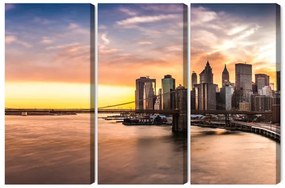 Vícedílný obraz Panorama Brooklynského Mostu Při Západu Slunce Nedostatek Nedostatek Plátno Canvas 150x100