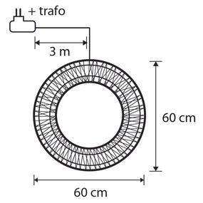 Vánoční závěsné světlo Věnec stříbrný 60cm vč. LED IP44 - Nawa