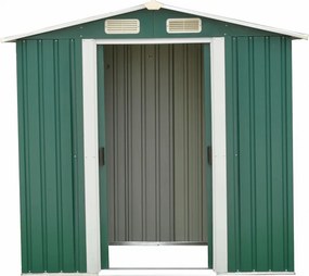 Plechový zahradní domek na nářadí, zelená / bílá, 2x1,3x1,8 m, HAMAL TYP 1
