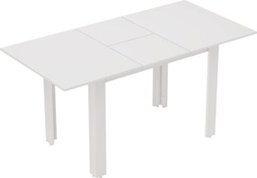 HOMCOM Rozkládací jídelní stůl, 120-160 x 70 cm, nastavitelný kuchyňský stůl pro 4-6 osob, MDF, vysoký lesk bílá