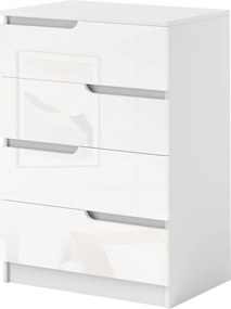 HOMCOM 4-šuplíkový komoda Moderní komoda do ložnice s protiskluzovým šuplíkem pro obývací pokoj nebo chodbu 60x40x85 cm Bílá | Aosom