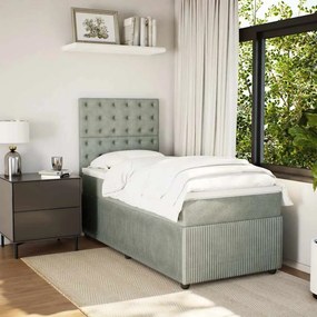 Box spring postel s matrací světle šedá 80 x 200 cm samet 3294502