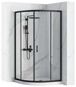 Rea Look, čtvrt-kruhový sprchový kout 90x90x190 cm + bílá sprchová vanička, KPL-10004