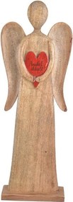 Dřevěný anděl s červeným srdcem MANGO 62 cm