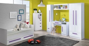 Casarredo - Komfort nábytek Dětská skříňka GULLIWER 7 výběr barev | barva: dom-popel-lesk,Vyberte si barvu úchytu:: dom-uch-fialová