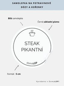 Samolepka na kořenky STEAK PIKANTNÍ bílá 5 cm základní písmo