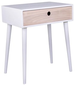 House Nordic Odkládací stolek, bílý, 1 zásuvka z přírodního dřeva\n32x45x54,5 cm