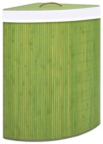 Rohový bambusový koš na prádlo zelený 60 l