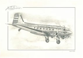 Historický letoun Dakota Norway - 29,7 x 42 cm
