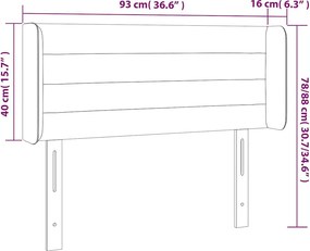 Čelo postele s LED tmavě šedé 93 x 16 x 78/88 cm textil 3123359