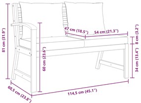 vidaXL Marketos Zahradní lavice 114,5 cm s krémovou poduškou masivní akácie