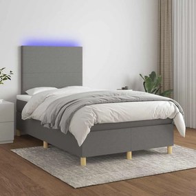 Box spring postel s matrací a LED tmavě šedá 120x190 cm textil 3270233
