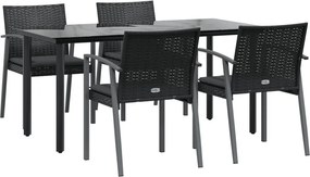 5dílný zahradní jídelní set s poduškami polyratan a ocel 3186995