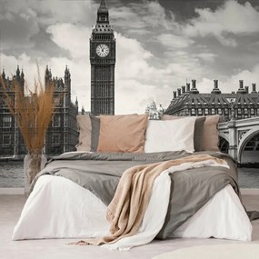 Samolepící fototapeta Big Ben v Londýně v černobílém - 450x300 cm