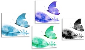 Set obrazů barevné motýly - 4x 40x40