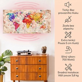 Klarstein Wonderwall Air Art Smart, infračervený ohřívač, 120 x 60 cm, 700 W, barevná mapa