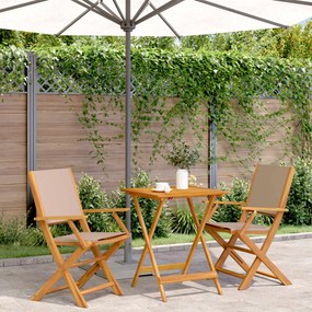 3dílný bistro set taupe textil a masivní dřevo 3281810