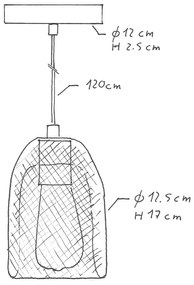creative cables Závěsná lampa s textilním kabelem, stínidlem Ghostbell s kovovými detaily Barva: Černá