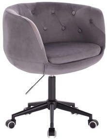 LuxuryForm DESIGN Křeslo MONTANA VELUR na černé podstavě s kolečky - šedé