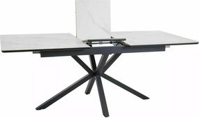 Rozkládací jídelní stůl Logan 160/200 cm keramika bílý mramor/černý