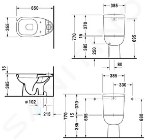 DURAVIT - D-Code WC kombi mísa, spodní odpad, bílá (21110100002)