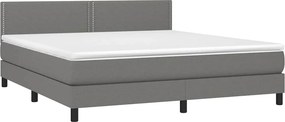 Box spring postel s matrací a LED tmavě šedá 180x200 cm textil 3133094