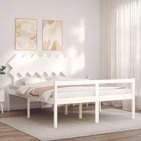 Postel s čelem pro seniory bílý 140x200 cm masivní dřevo 3195547