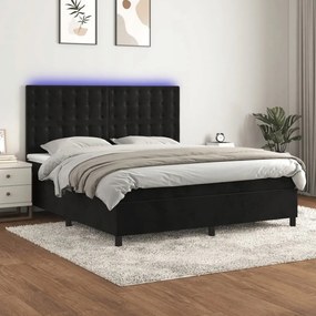 Fionshop 264251245 Box spring postel s matrací a Led černá 180x200 cm sam