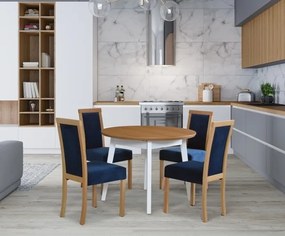 Jídelní sestava DX 14 odstín dřeva (židle + nohy stolu) černá, odstín dýha/MDF (deska stolu) bílá, potahový materiál látka s doplatkem