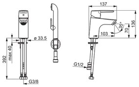 Hansa Umyvadlová/bidetová stojánková páková baterie HANSAPOLO se sprškou 51462293