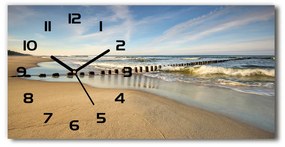 Wallmuralia Skleněné hodiny na stěnu Pláž Baltské moře 60x30 cm