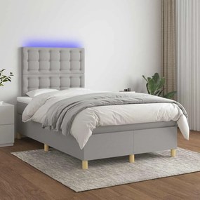 Box spring postel s matrací a LED světle šedá 120x190 cm textil 3270274