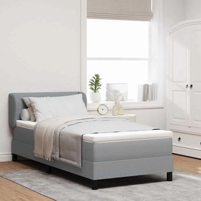 Postel s boxspringem s čelo Světle šedá 90 x 200 cm textil 3340003
