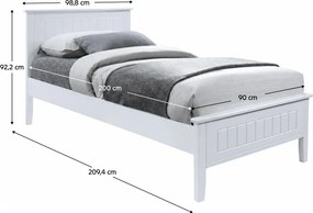 Postel, bílá, 90x200, MIDEA